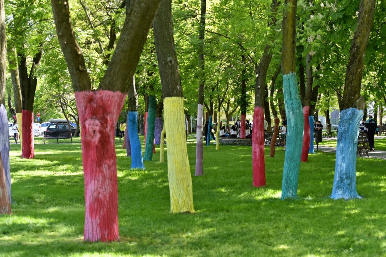 RAADPFL Craiova a colorat copacii din Parcul Puskin - GAZETA DE SUD