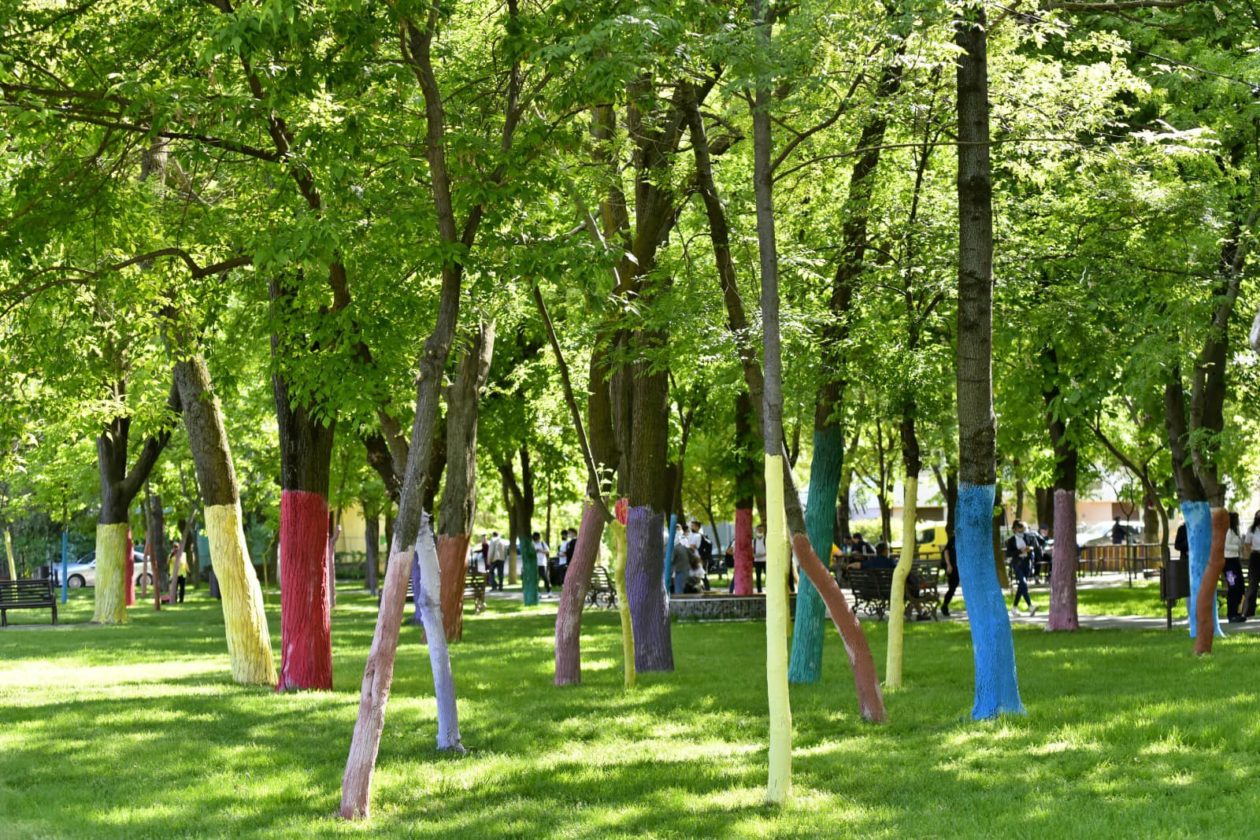 RAADPFL Craiova a colorat copacii din Parcul Puskin - GAZETA DE SUD