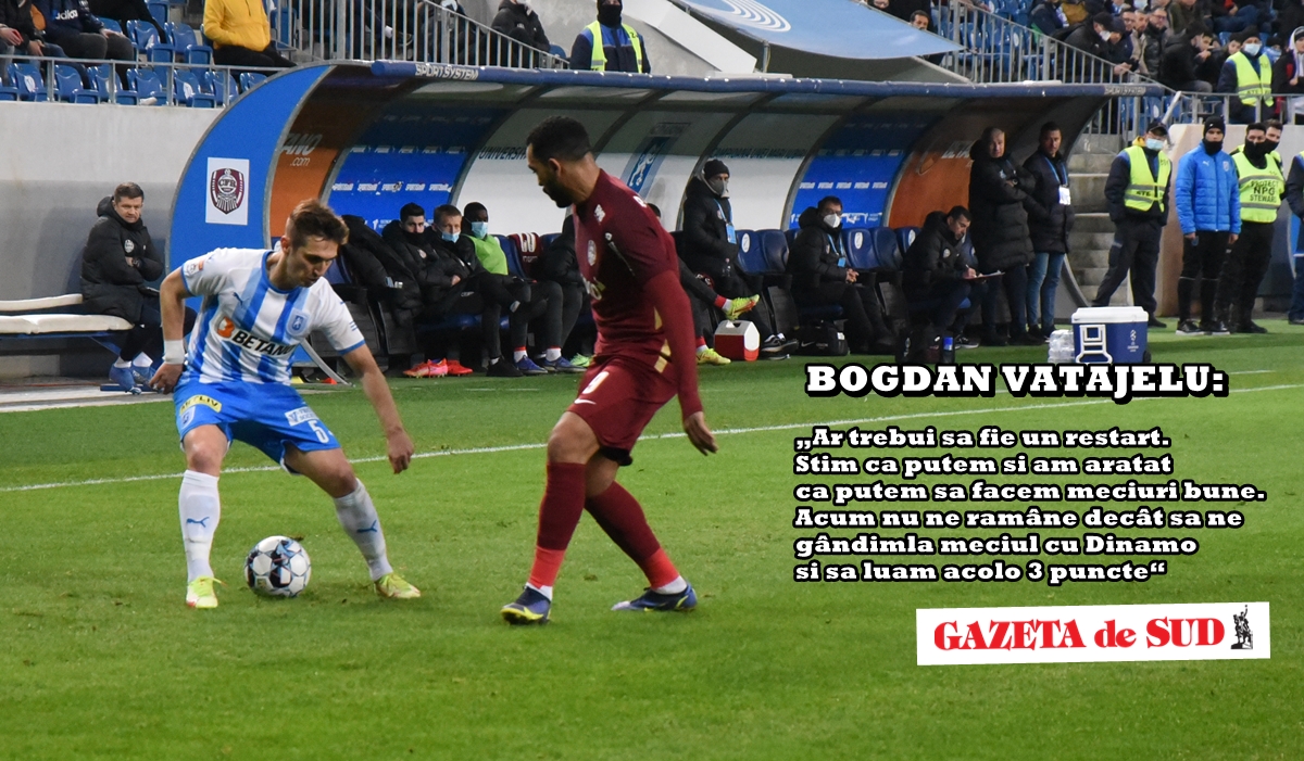 Bogdan Vătăjelu, după remiza cu CFR Cluj: „Puteam să obținem mai mult“