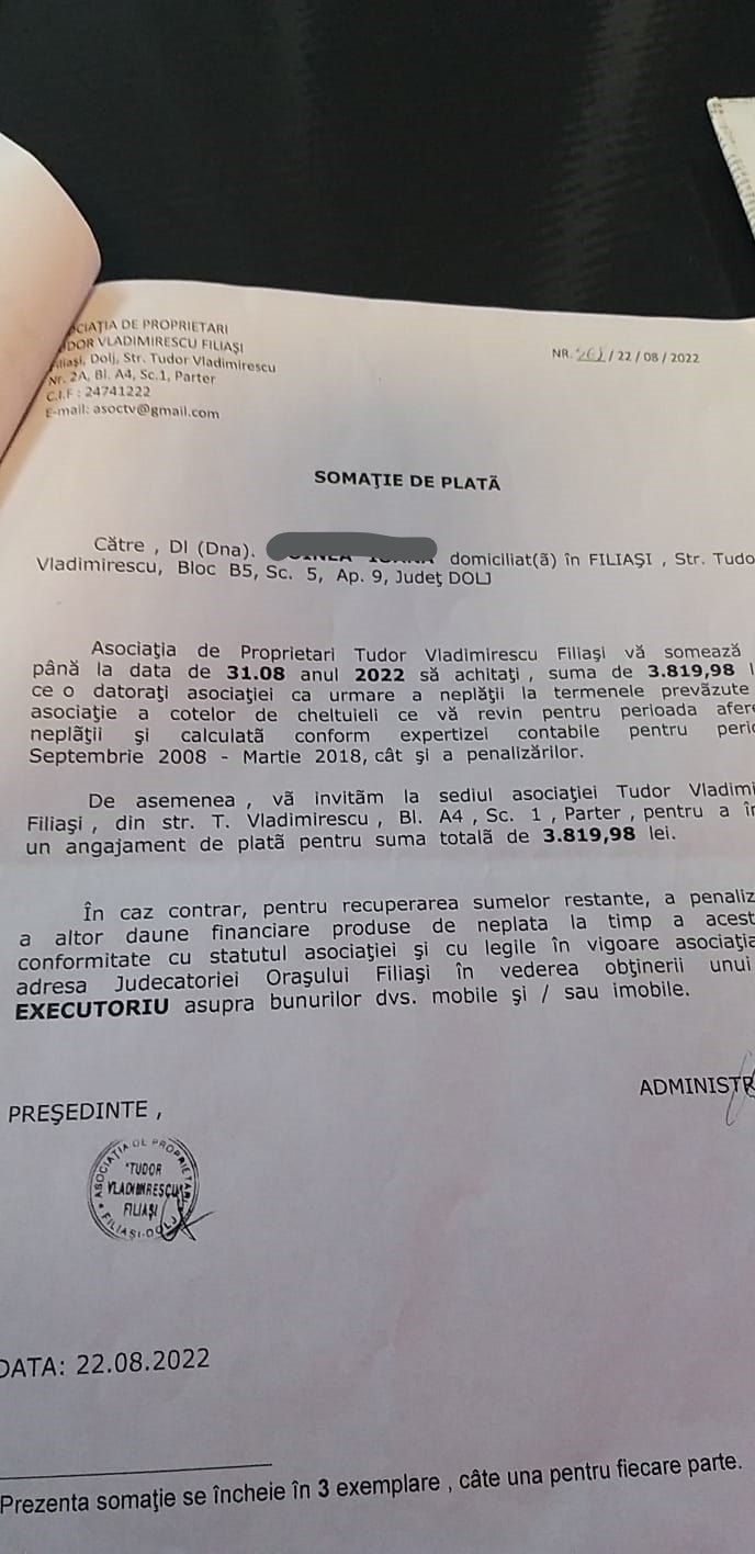 Haos la o asociaţie de proprietari din Filiaşi - GAZETA de SUD