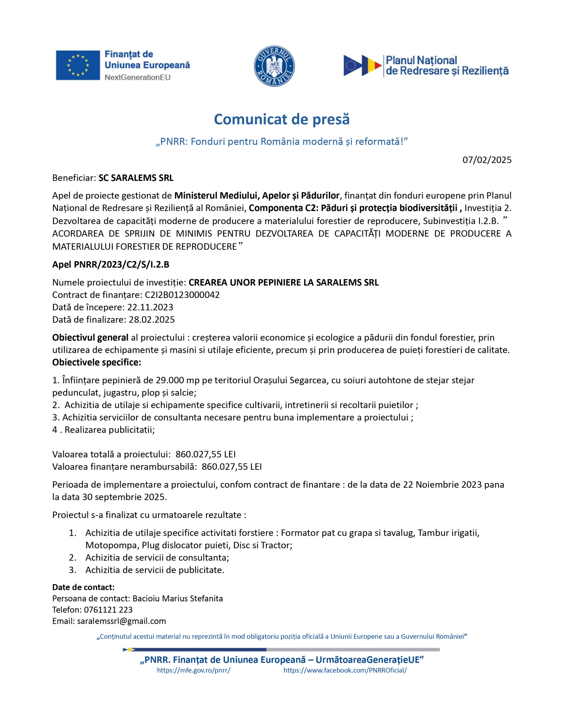 Apel de proiecte gestionat de Ministerul Mediului, Apelor și Pădurilor ...