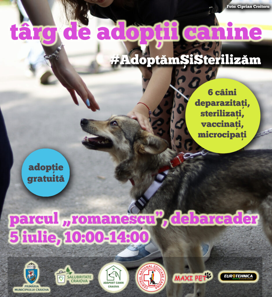 Târg de adopții canine în Parcul „Nicolae Romanescu” din Craiova - GAZETA de SUD