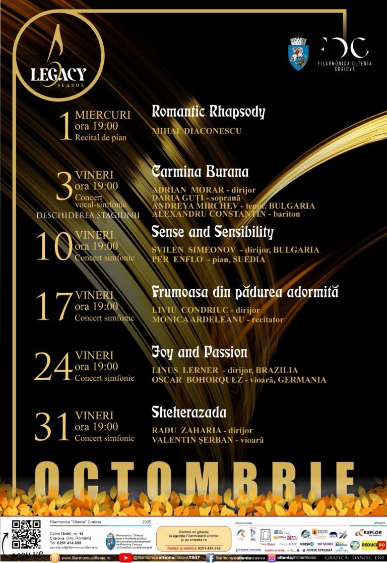 Filarmonica „Oltenia” Craiova: Programul concertelor din octombrie 2025 ...