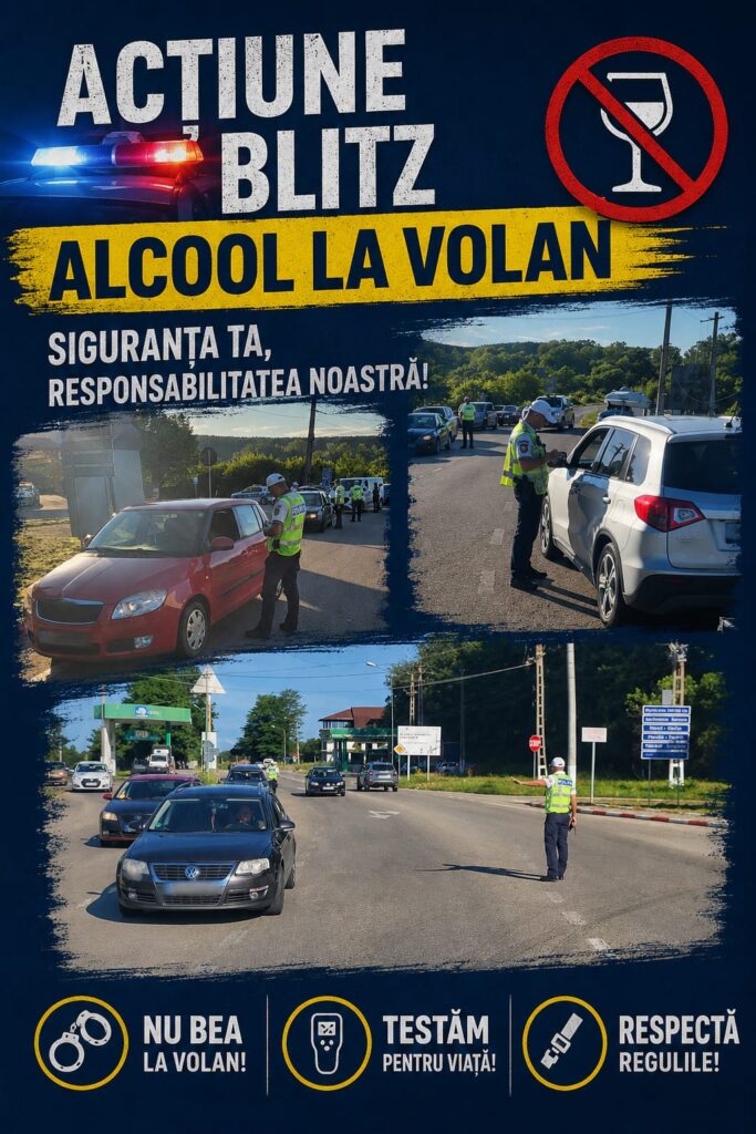 Razie a polițiștilor rutieri la intrarea în Târgu Jiu. Patru șoferi au ...